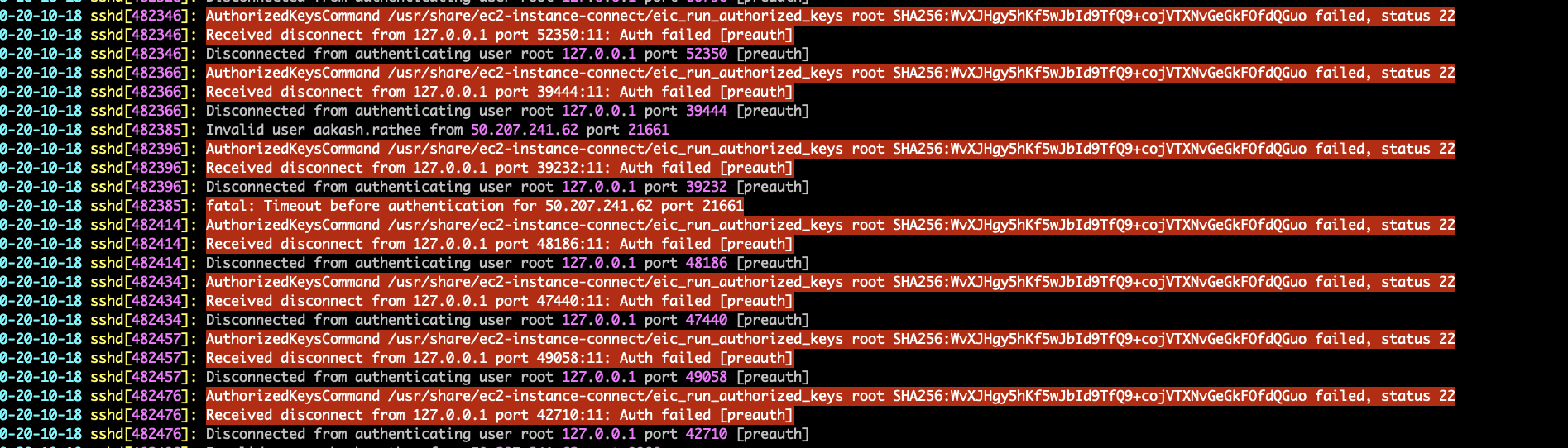 Error Authorizedkeyscommand Usr Share Ec2 Instance Connect Eic Run Authorized Keys Username